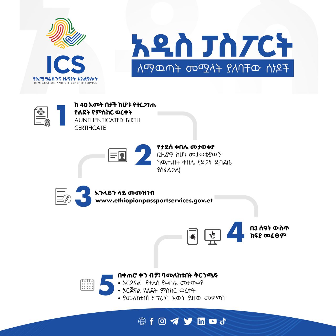 አዲስ ፓስፖርት ለማዉጣት መሟላት ያለባቸው ሰነዶች • How to Obtain a New Ethiopian ...